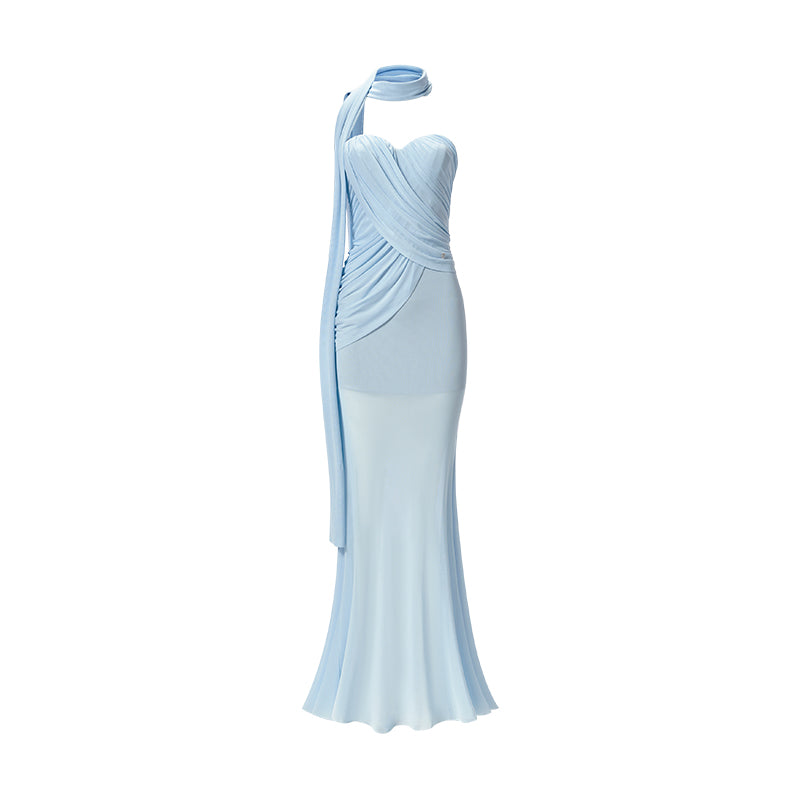 Sheer Luck Kira Draped Midi Dress - Ice Blue – N5 Boutique Shop
